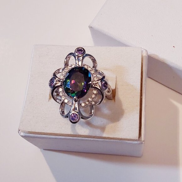 Jewelry | Lotus Flower Multi Color Topaz Ring Silver Sizes 6 7 8 9 ...